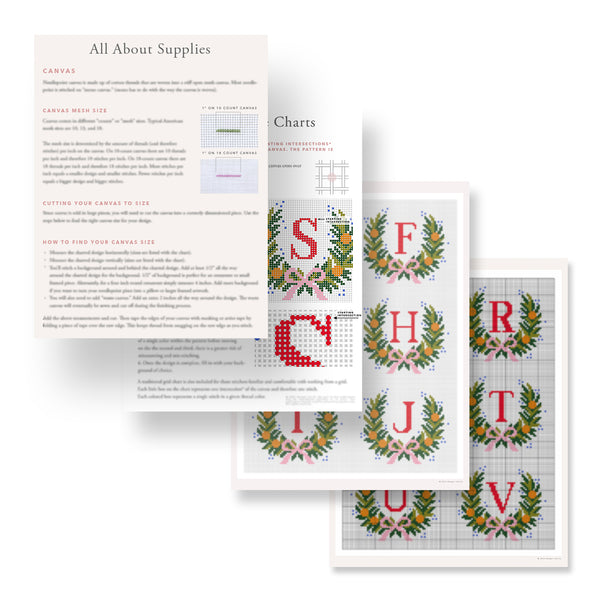 Christmas Wreath - Charted Monogram E-Pattern - Abigail Cecile