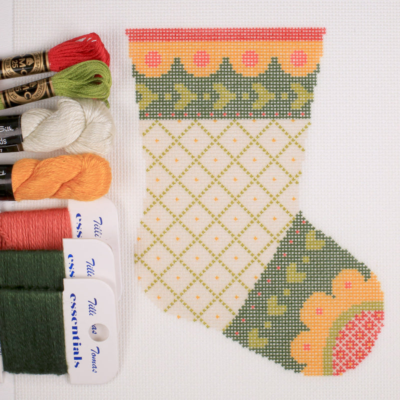 Green Merry Mini Stocking - Kit and Stitch Guide - Abigail Cecile
